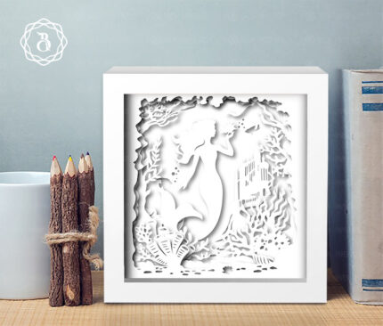 Mermaid Light Box SVG Template, Beautiful Princess Shadow Box SVG Files ...