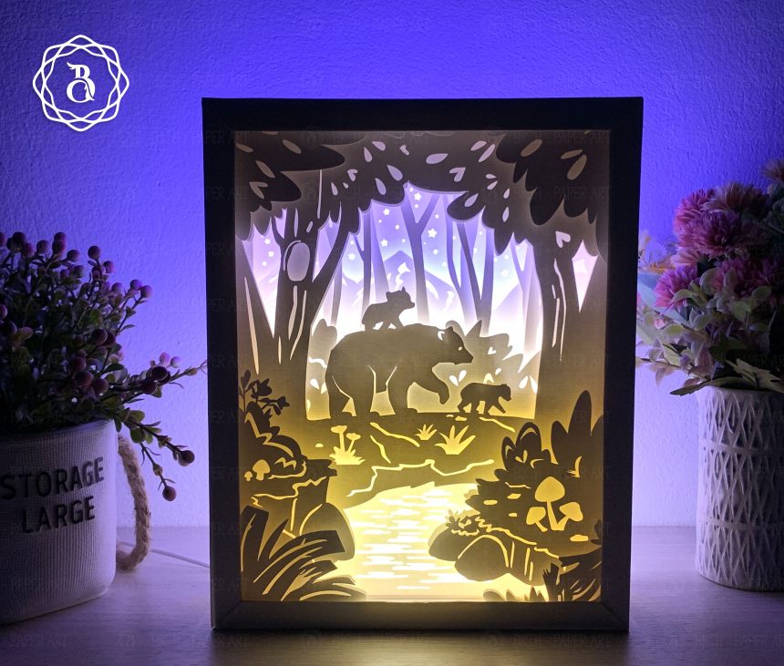 Bear Family Shadow Light Box SVG,Paper Cutting Template, Shadow box SVG ...