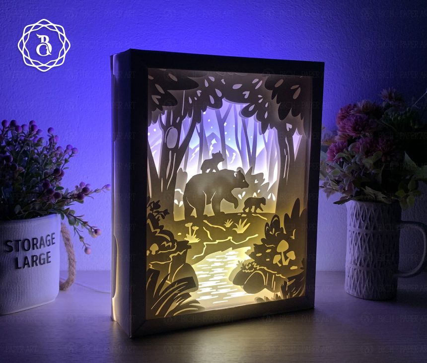 Bear Family Shadow Light Box SVG,Paper Cutting Template, Shadow box SVG ...