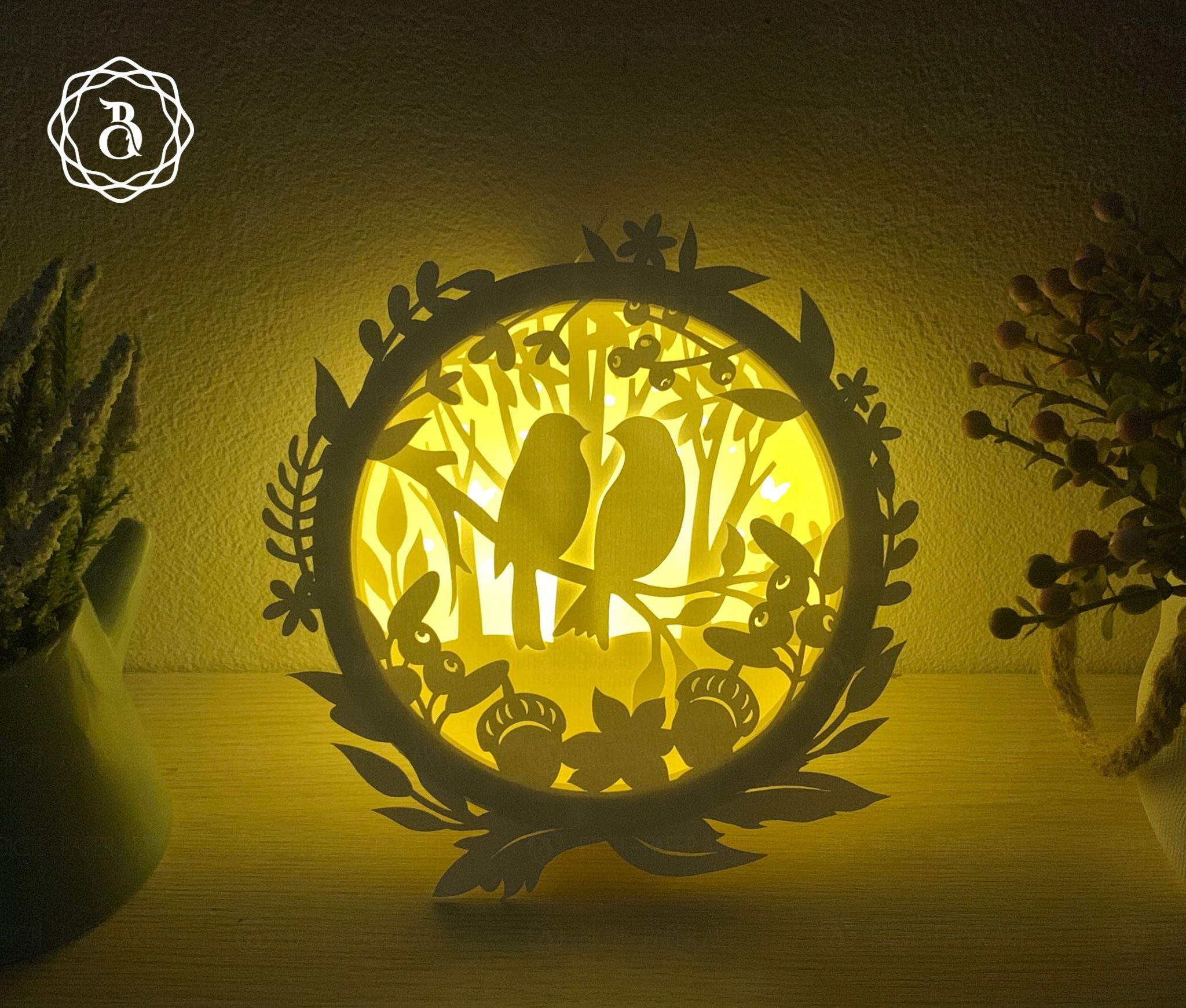 Love Birds Shadow Box SVG Files - Couple Gift Shadow Light 3D - Paper ...